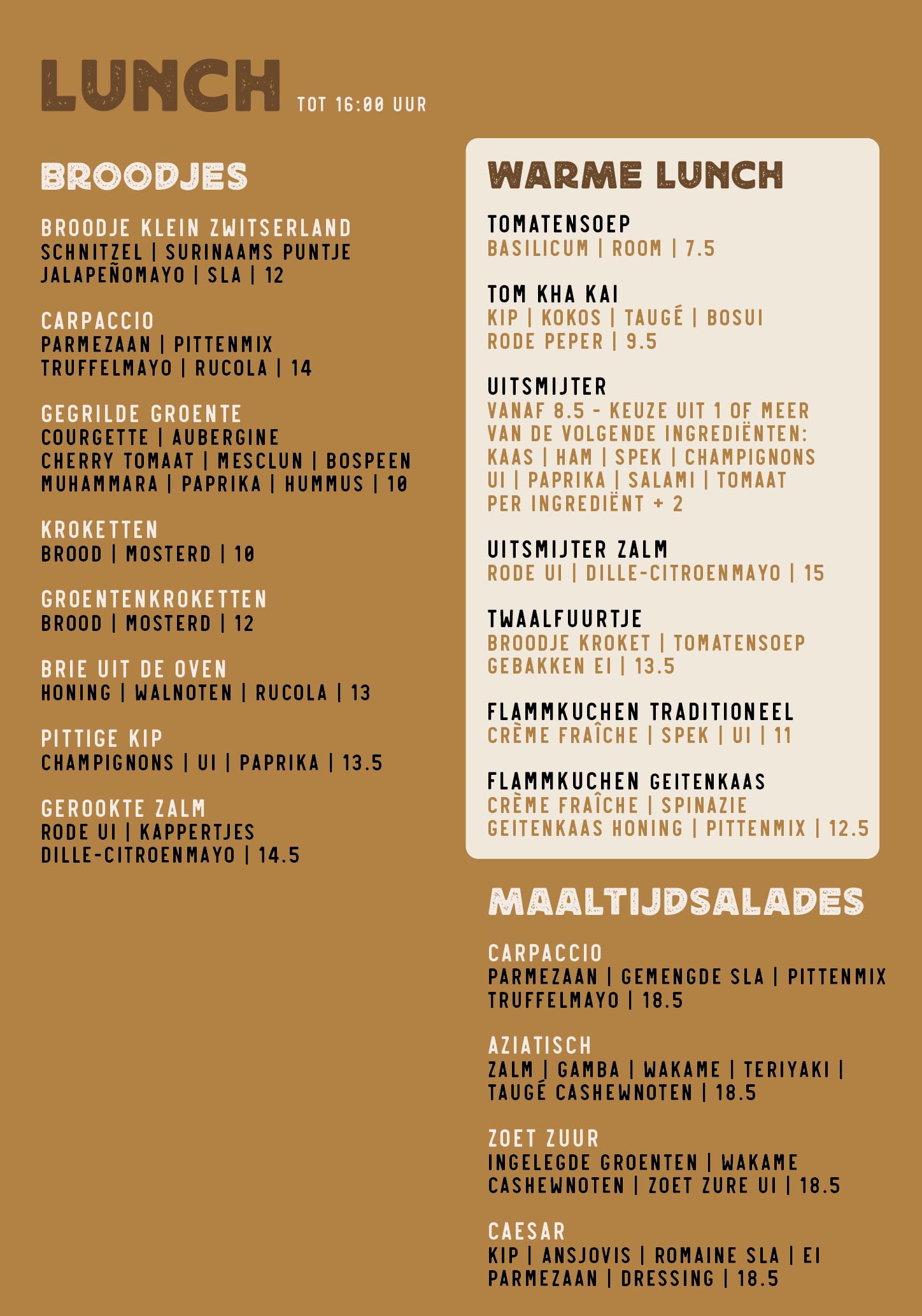 Menu - Klein Zwitserland Driebergen